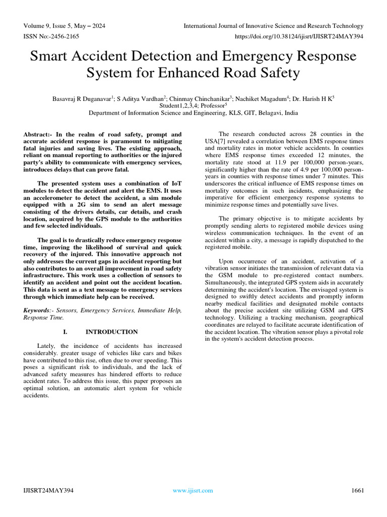Smart Accident Detection and Emergency Response System for Enhanced Road Safety | Download Free ...