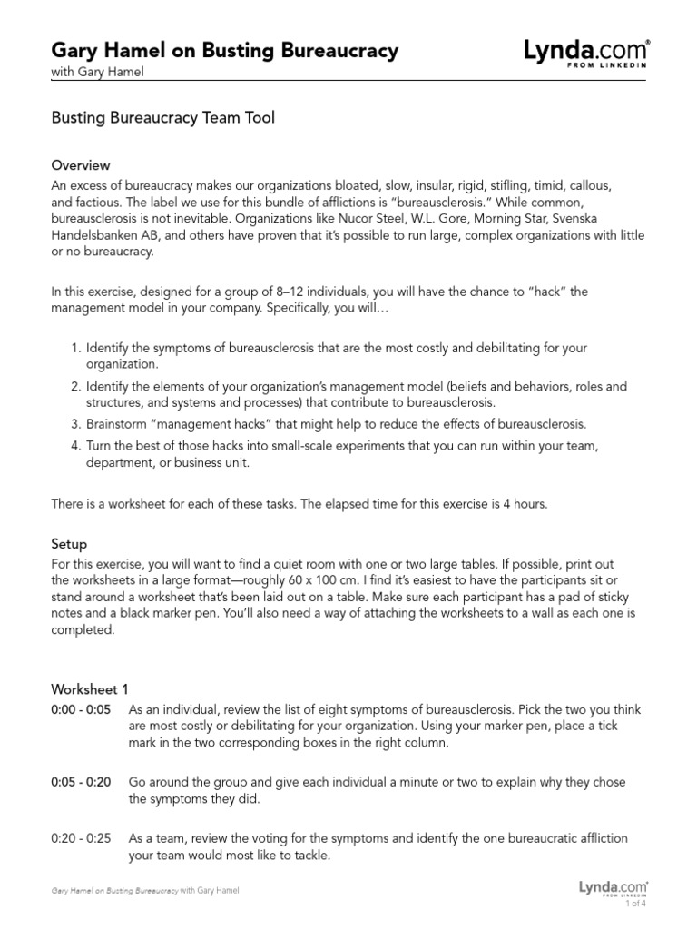 Busting Bureaucracy Facilitator Guide | PDF | Experiment | Business