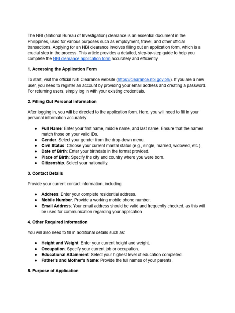 Understanding The NBI Clearance Application Form - A Step-By-Step Guide ...