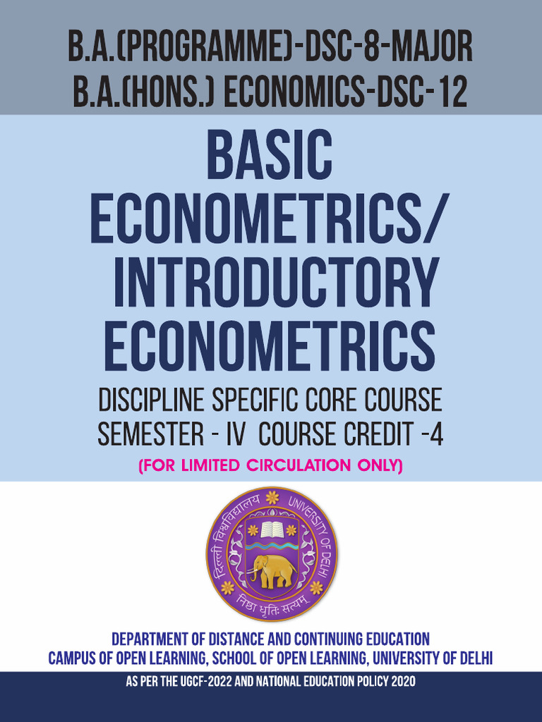 Basic - Econometrics - (Major) Sem 4th - Sol - Material | PDF | Econometrics | Statistics