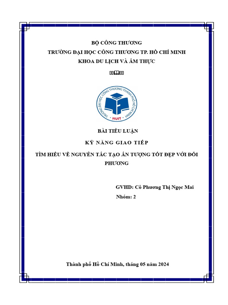 KNGT - BT10% - Nhóm2 - Chủ đề 9 Tìm hiểu về nguyên tắt gây ấn tượng với đối tượng | PDF