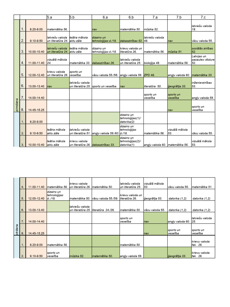 Stundu Saraksts | PDF