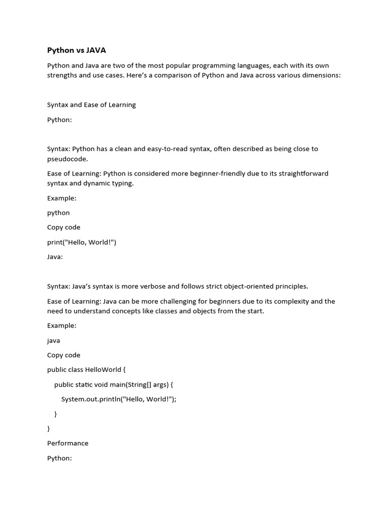 Python Vs Java Notes Download Free Pdf Java Programming Language Python Programming 8209