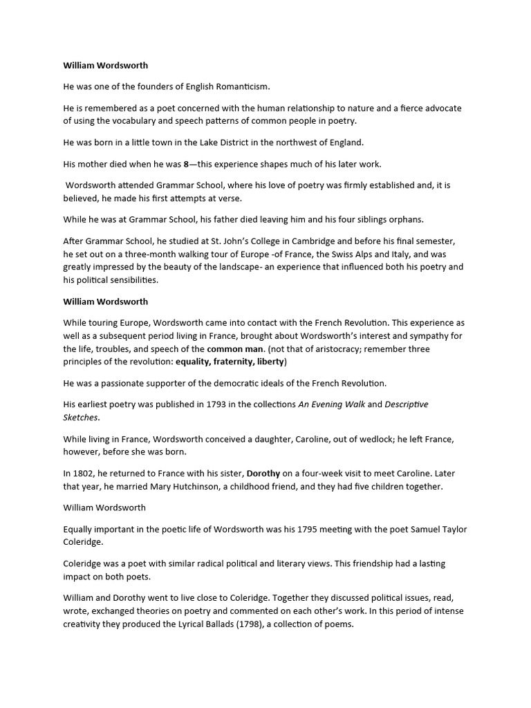 William Wordsworth | PDF | William Wordsworth | Poetry