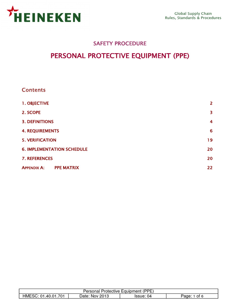 01.40.01.701 Personal Protective Equipment (PPE) | PDF | Personal ...
