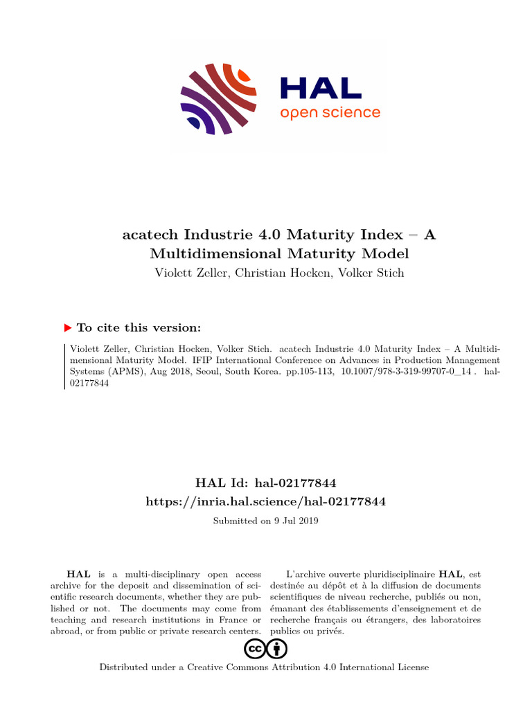 Acatech Industrie 4.0 Maturity Index - A Multidimensional Maturity ...