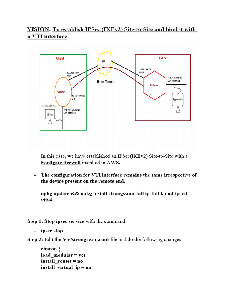 Configure IPSec IKEv2 with VTI Interface | PDF | Ip Address | Computer Network