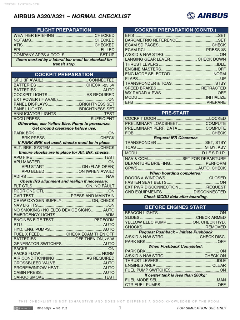 A320/A321 Pilot Checklist | PDF | Flap (Aeronautics) | Aerospace