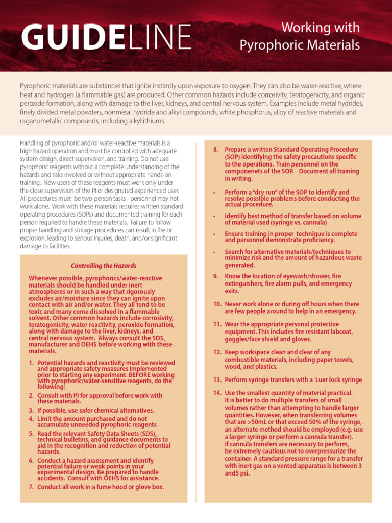 Pyrophoric Materials Guidelines 01.2019 | PDF | Chemical Substances ...