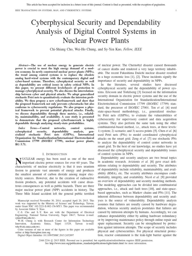 Cyberphysical Security and Dependability For NPP | PDF | Computer Security | Security