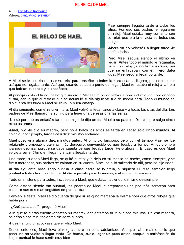 Cuento-EL RELOJ DE MAEL | PDF