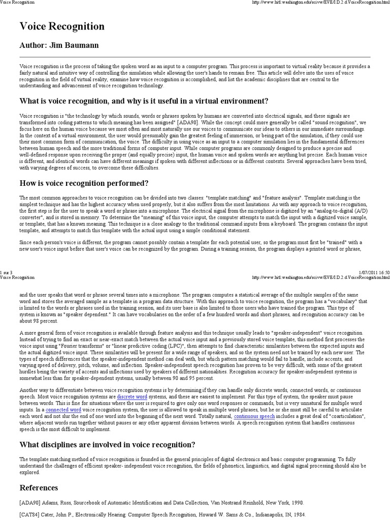 Voice Recognition | PDF | Speech Recognition | Computer Program