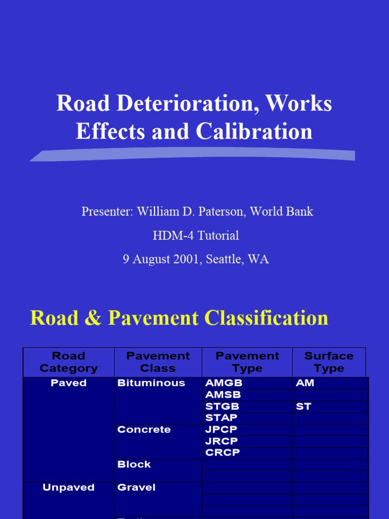 Road Deterioration, Works Effects and Calibration | Download Free PDF ...