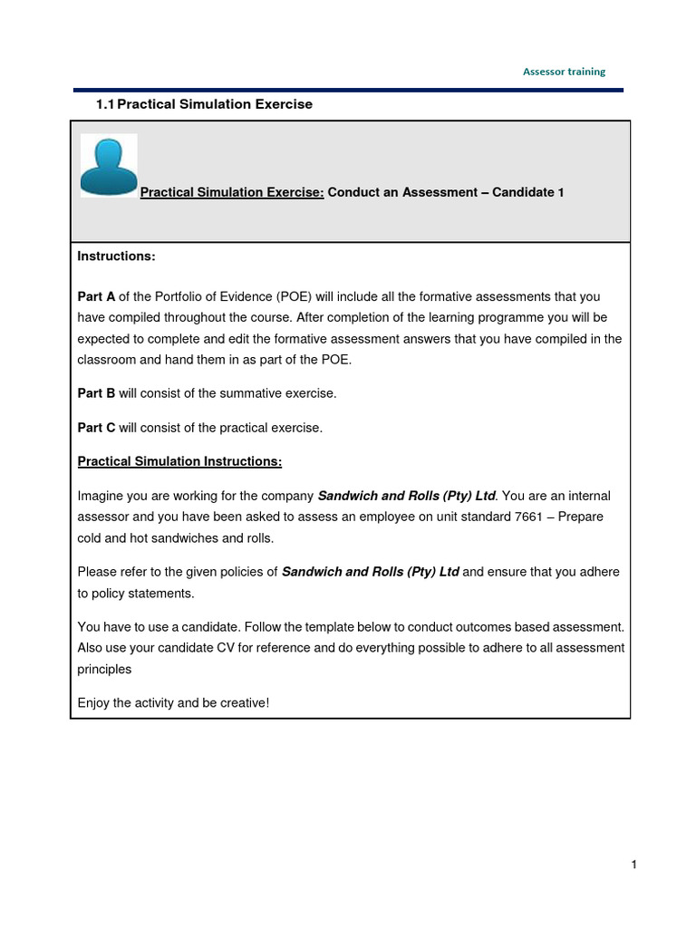 Practical Simulation Exercise - Assessors Course | PDF | Educational ...