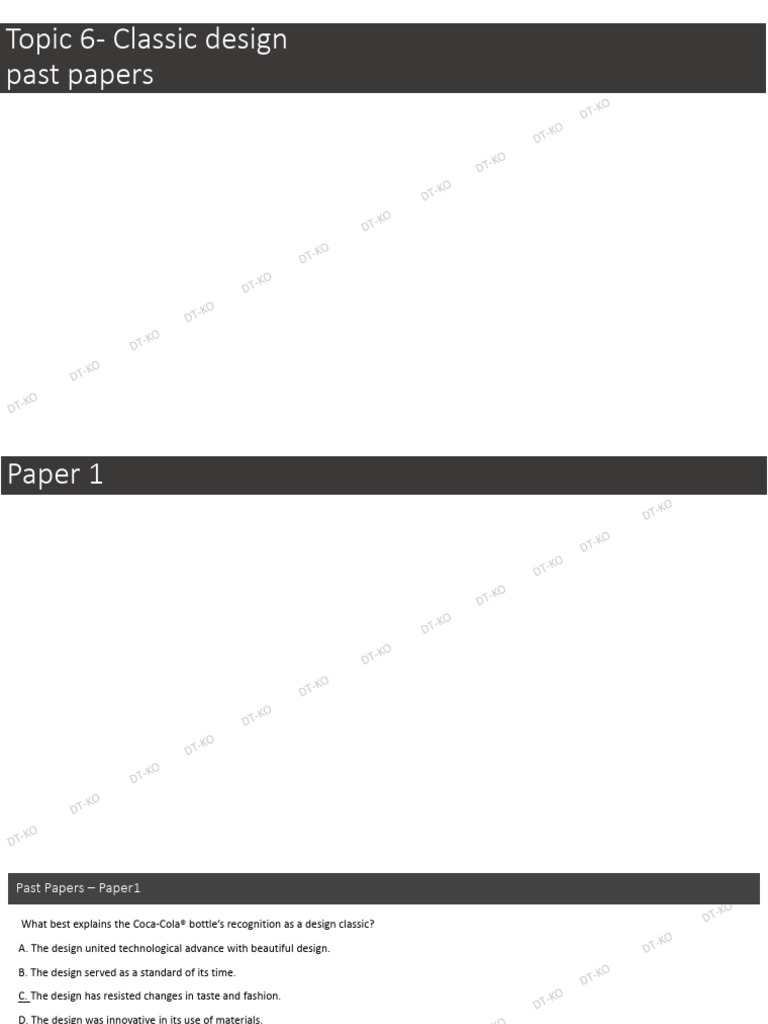 Topic 6 - Past Papers | PDF | Sunglasses