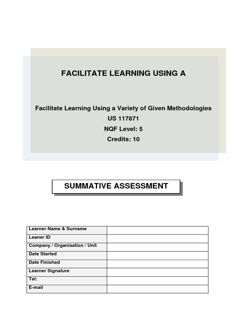 Summative Assessment - Facilitators Course | PDF | Educational Assessment | Learning