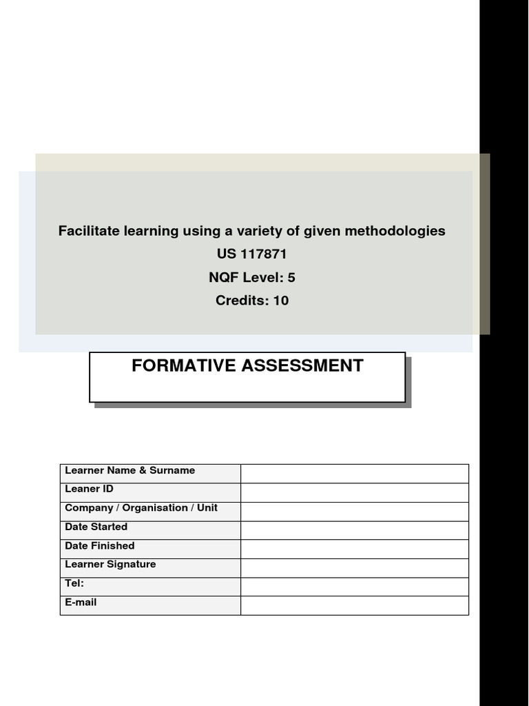 Formative Assessment Facilitators Course Pdf Learning