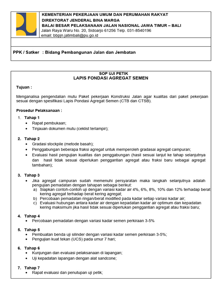 SOP Uji Petik CTB 2024 | PDF | Teknologi & Rekayasa