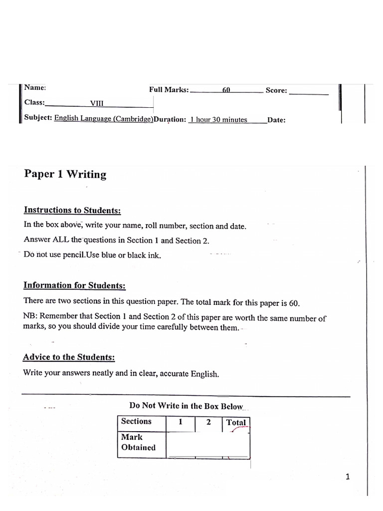 O-level English language cambridge old syllabus mock exam | PDF