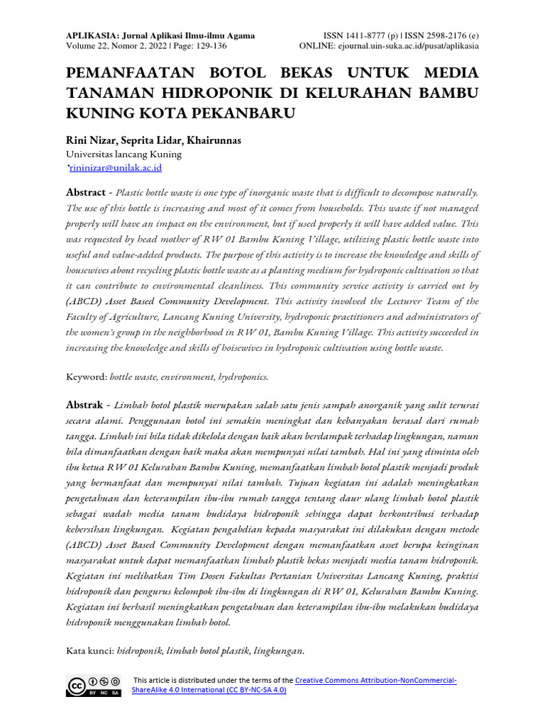 Pemanfaatan Botol Bekas Untuk Media Tanaman Hidroponik Di Kelurahan ...