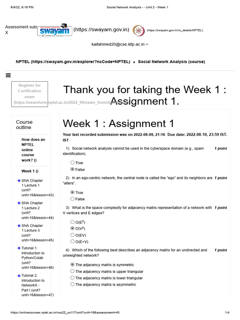 Social Network Analysis - Unit 2 - Week 1 | PDF | Theoretical Computer ...