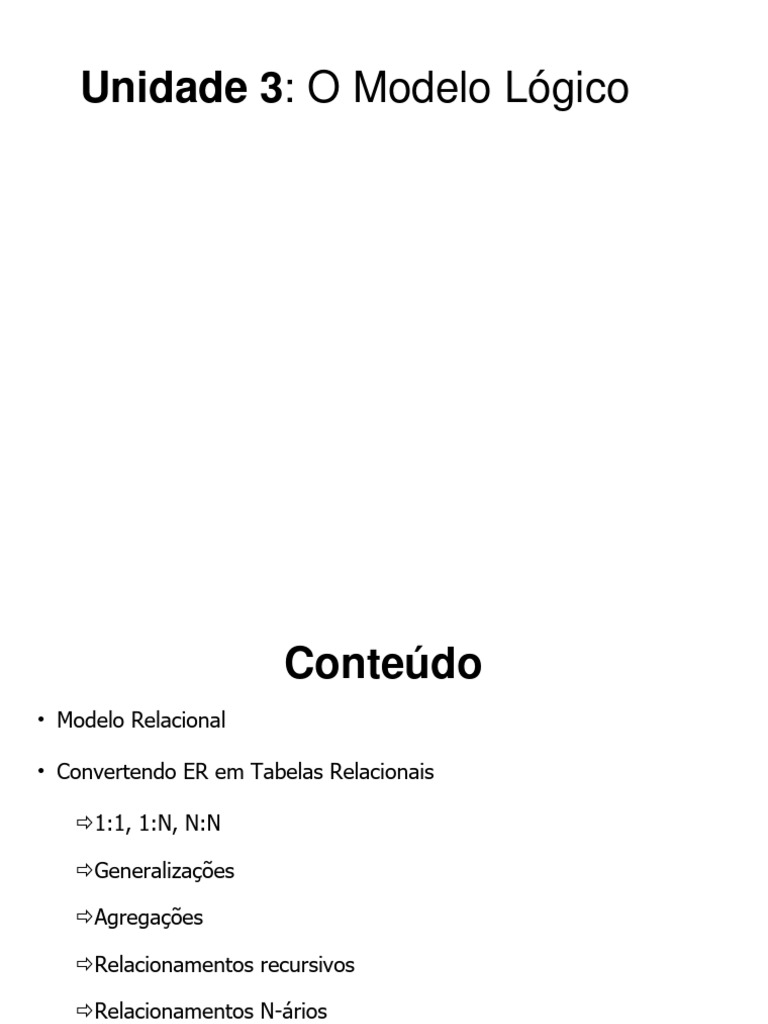 Unidade 3 - Modelo Logico | PDF | Modelo relacional | Recuperação de ...