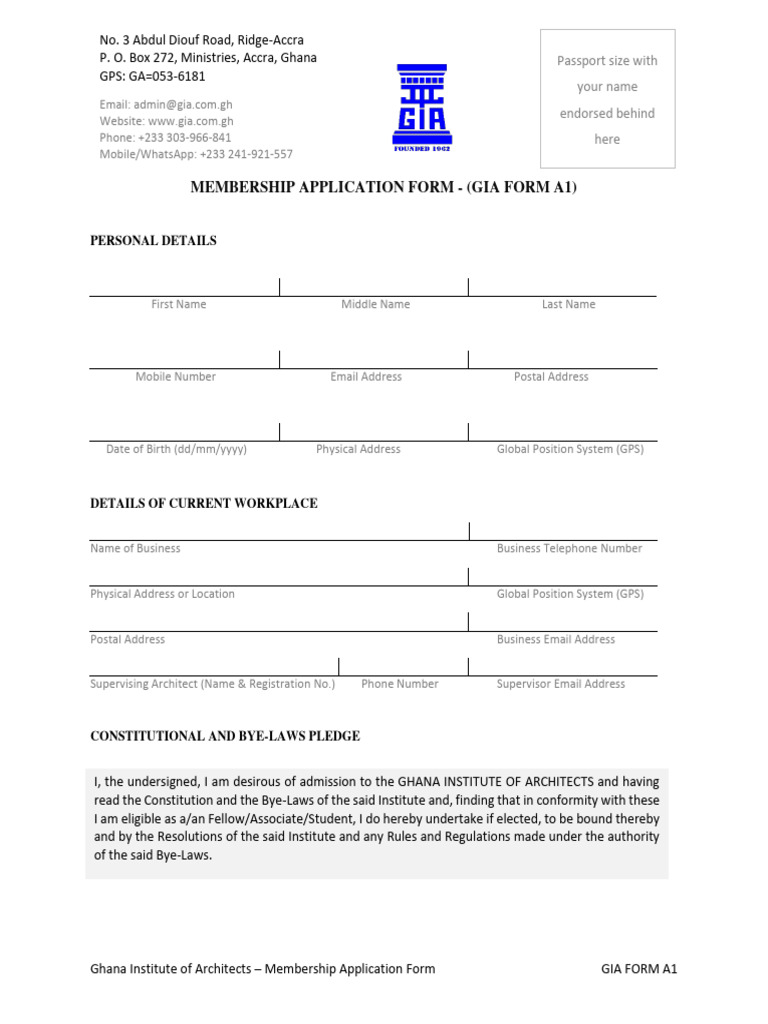 Ghana Architects Membership Application Form | PDF | Government And ...