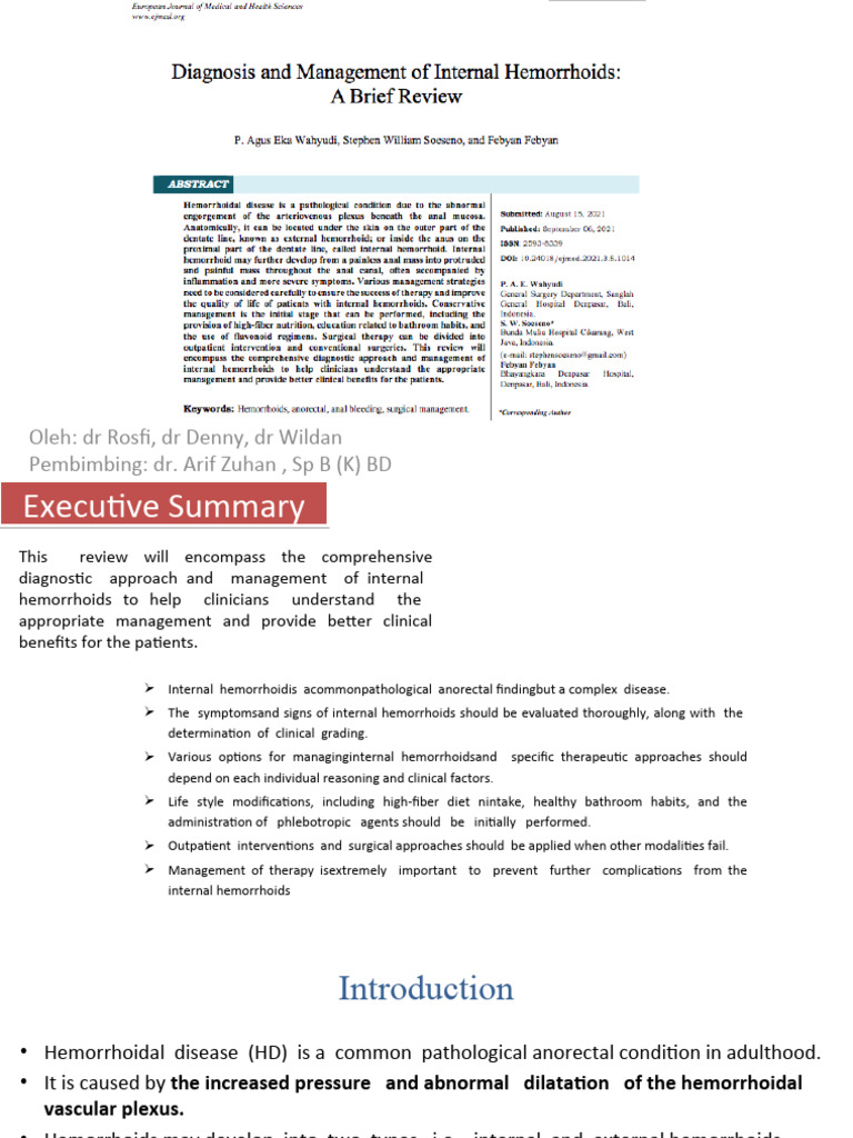 Jurnal 3 Diagnosis and Management of Internal Hemorrhoids - A Brief Review | PDF | Hemorrhoid ...