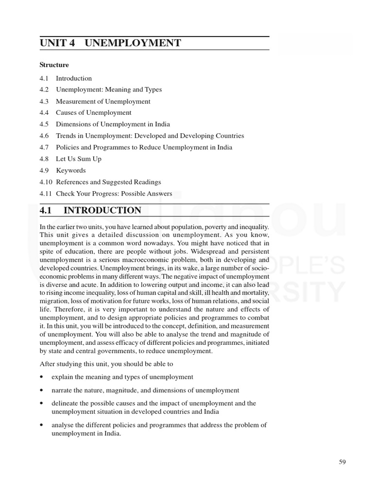 Unit 4 | PDF | Unemployment | Labour Economics