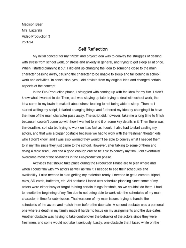 Self Reflection Paper 2 | PDF | Self-Improvement