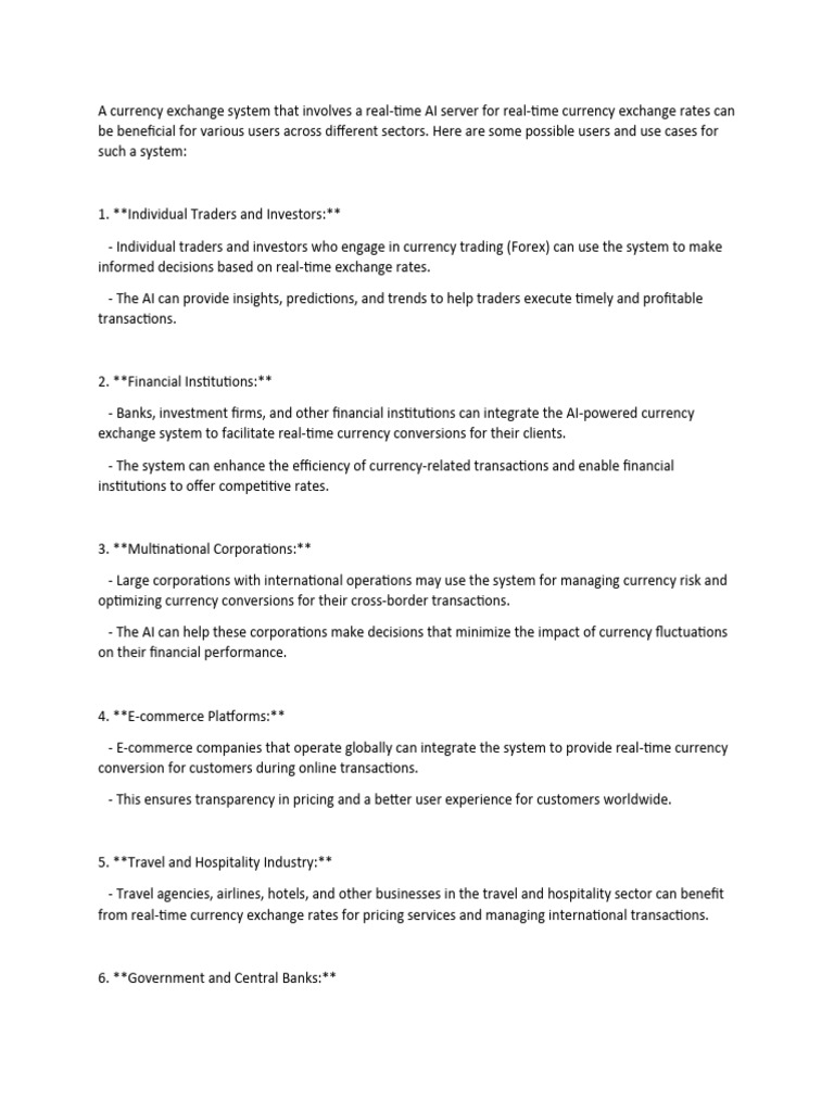 A Currency Exchange System That Involves A Real | PDF | Foreign ...