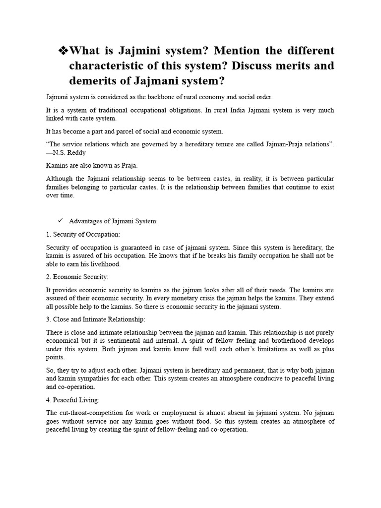 65f2bab0c7975 Jajmani System | PDF | Caste | Social Psychology