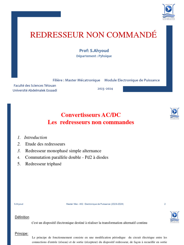 Cours4 2023-2024 | PDF | Redresseur | Transformateur électrique