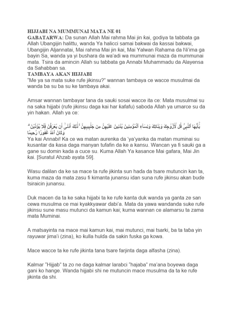 Hijjabi Na Mummunai Mata Ne 01 | PDF