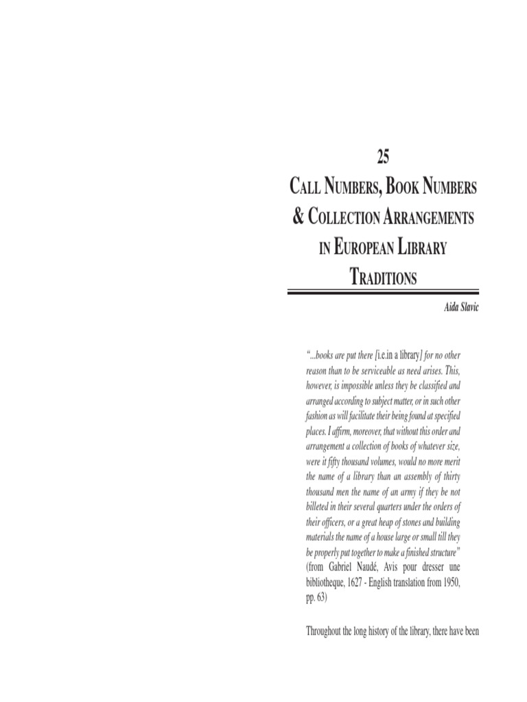 European Library Call Number History | PDF | Books | Libraries