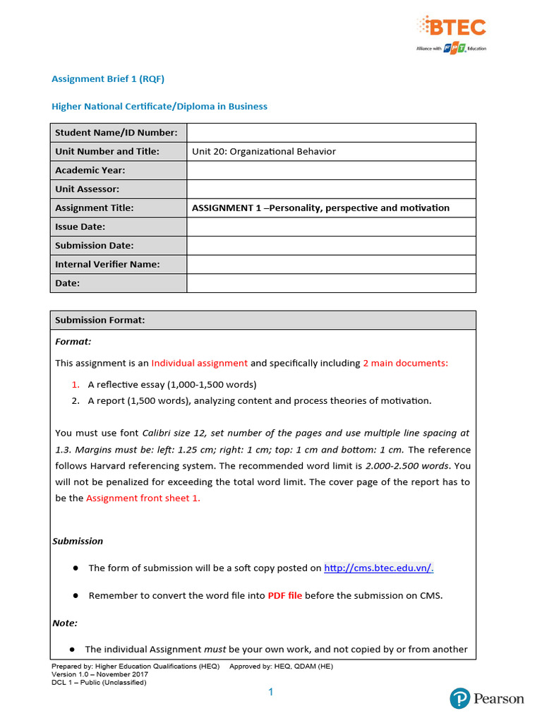 Assignment 1 Brief | PDF | Motivational | Motivation Assignment 1 Brief | PDF | Motivational | Motivation