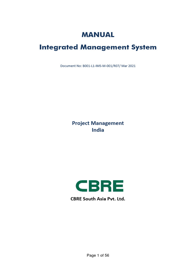 B001 - IMS Manual | PDF | Project Management | Iso 9000