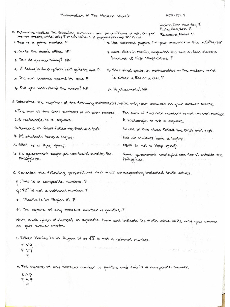 MMW Activity 1 | PDF