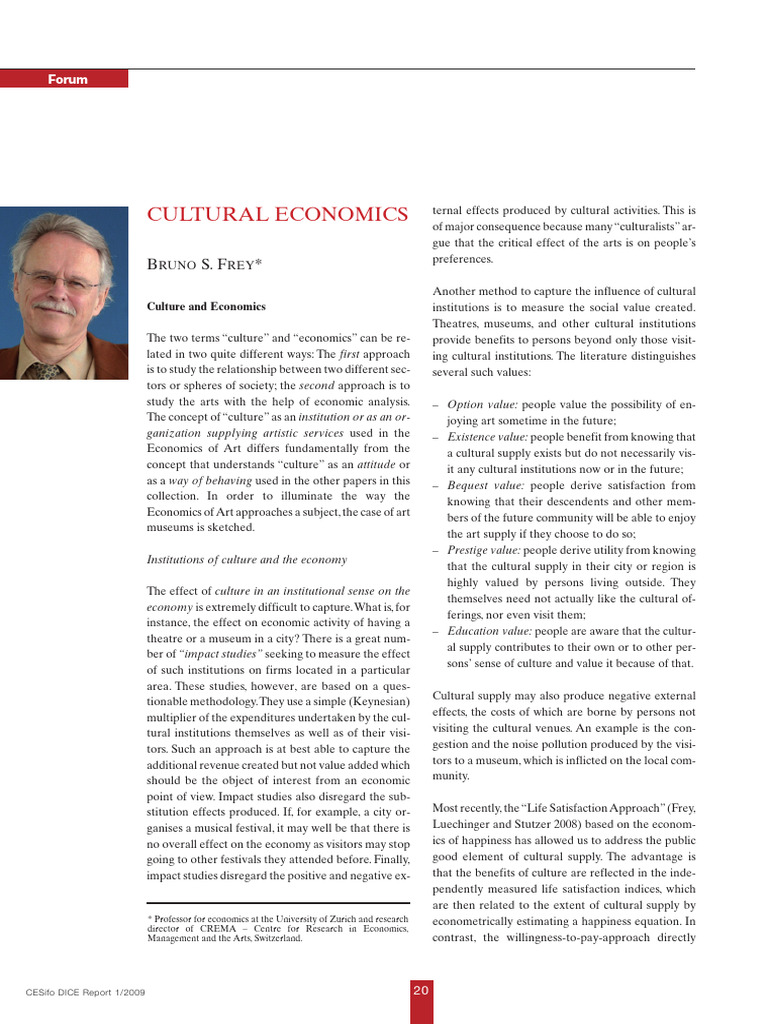 Cultural Economics 1 | PDF | Elasticity (Economics) | Economics