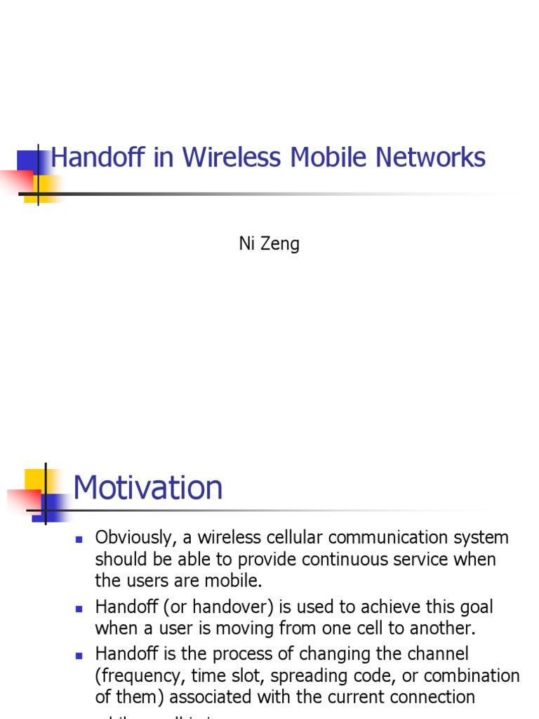 Handoff in Wireless Mobile Networks: Ni Zeng | PDF | Cellular Network | Electronic Engineering