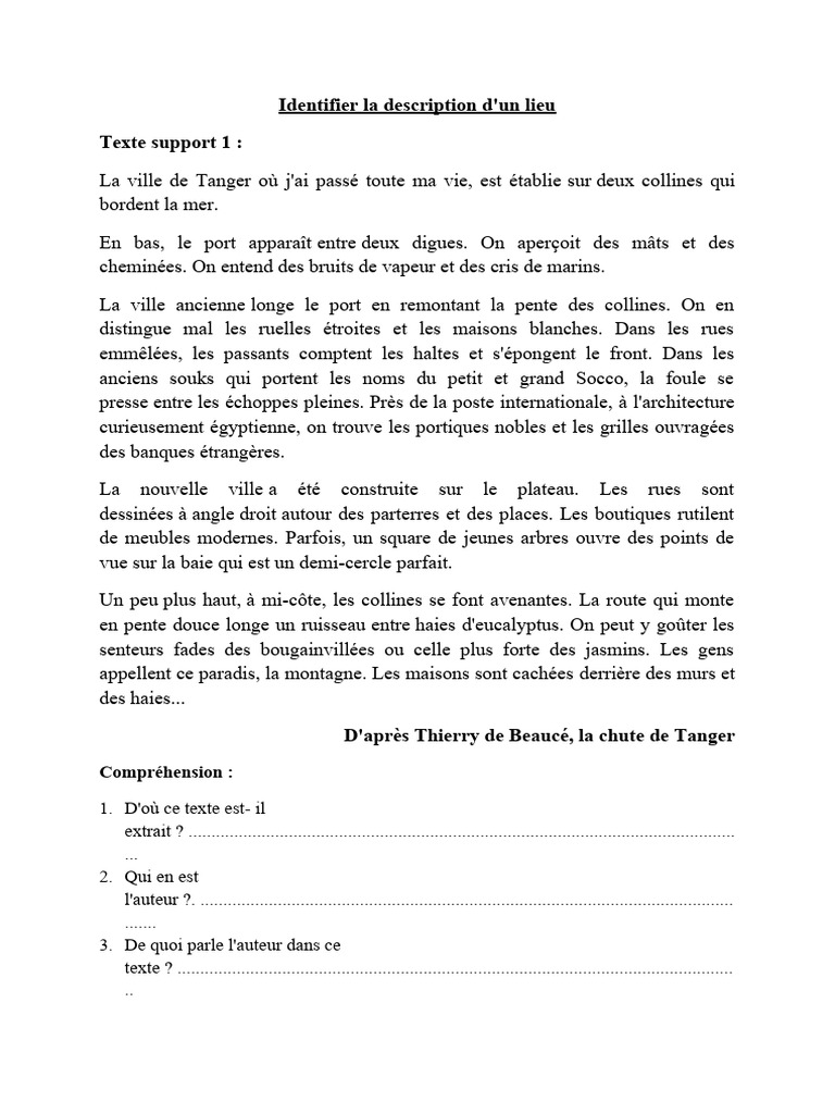 Description de la ville de Tanger | PDF | Études des langues étrangères ...