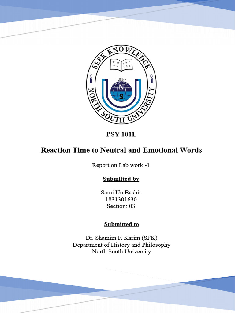 Experiment 01 | PDF | Emotions | Mental Chronometry