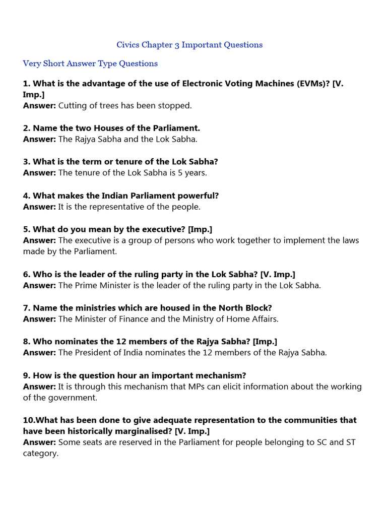 Civics Chapter 2&3 Important Questions | PDF | Appellate Court | Appeal