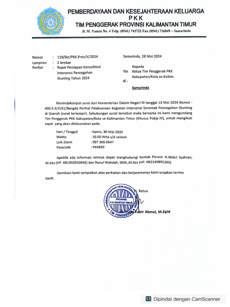 Surat Ketua TP PKK Kab Dan Kota Se - Kaltim | PDF