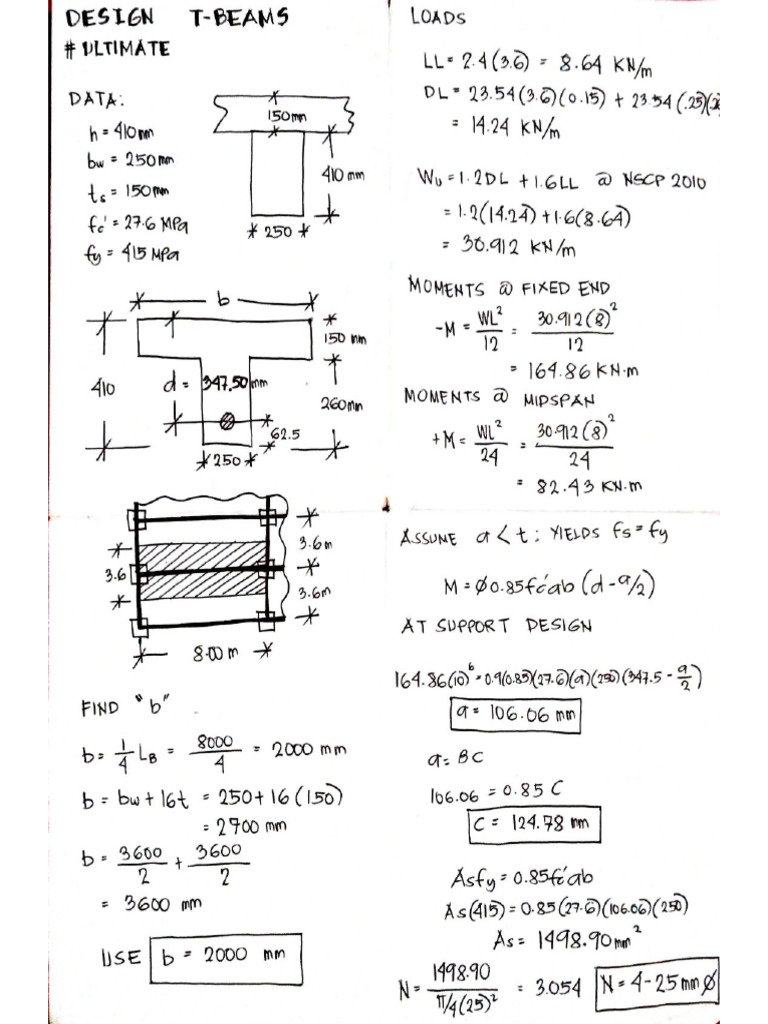 T-Beam Design and Investigation - Engr. Lone Guy Romano | PDF