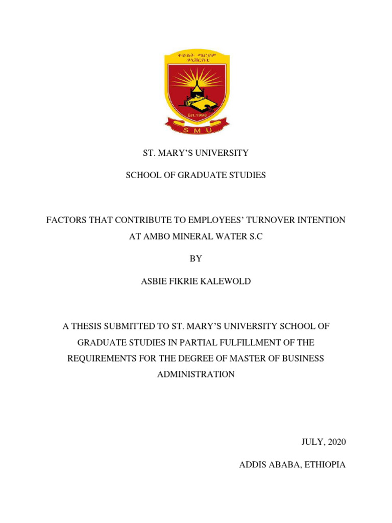 Asbie Fikrie THESIS PROJECT St. Mary University | PDF | Cost Of Living ...