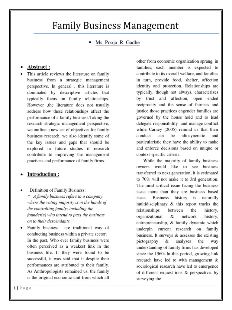 Strategic Management in Family Business | PDF | Employment | Governance