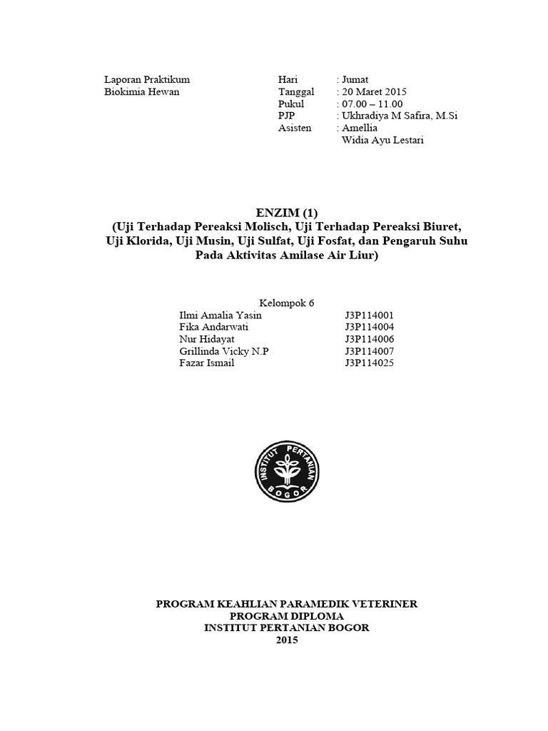 Laporan Enzim 1 | PDF | Memasak, Makanan, & Anggur | Sains & Matematika