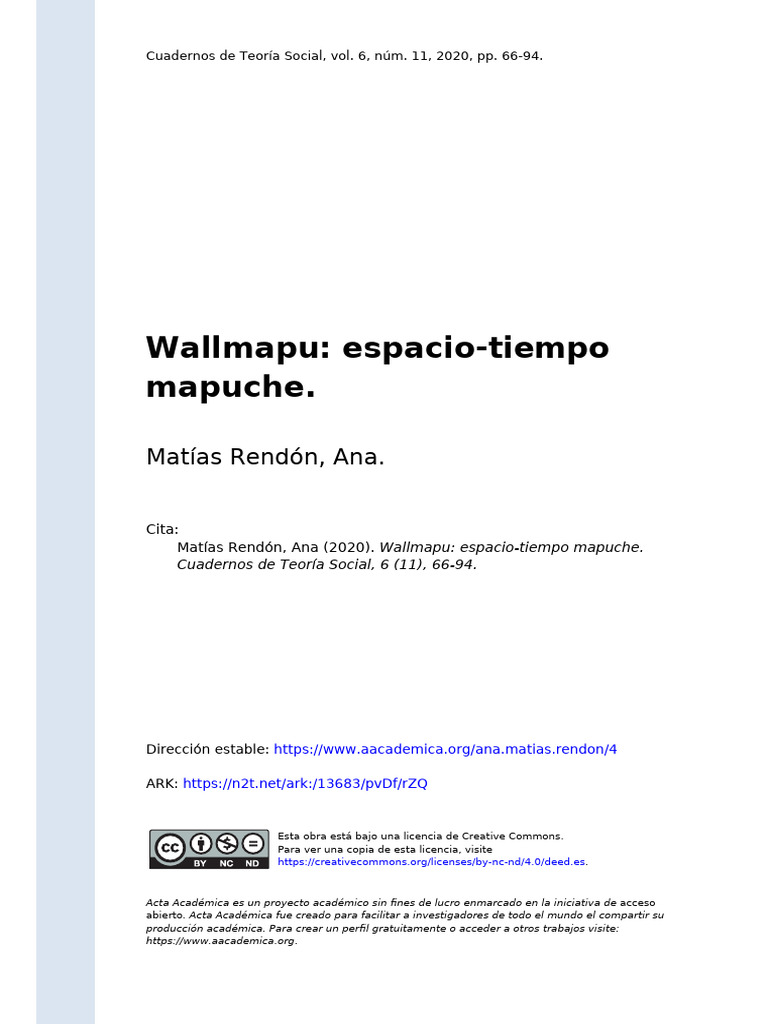 Matías Rendón, Ana (2020) - Wallmapu Espacio-Tiempo Mapuche | PDF ...