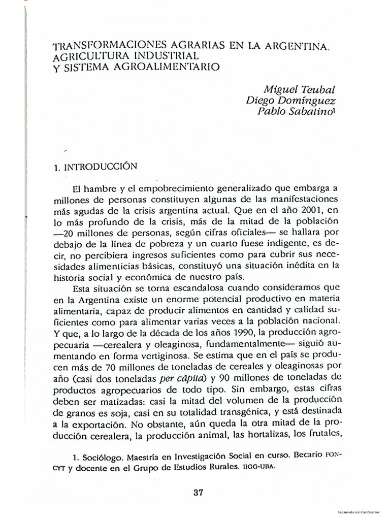 Transformaciones Agrarias | PDF